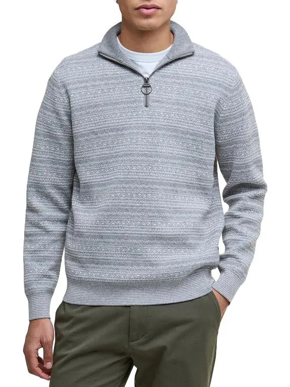 Barbour Dartfield Quarter Zip Sweater - Light Grey