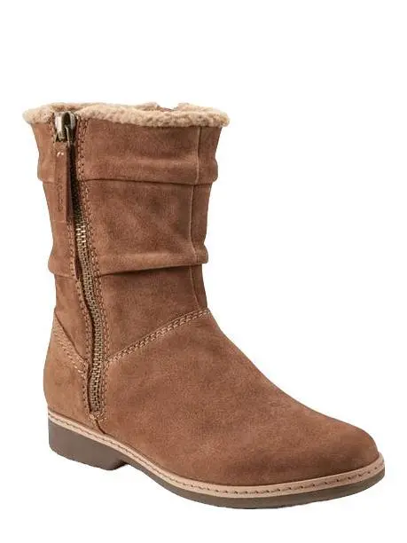 Earth Hyland Faux Fur Trim Zip Boot - Light Natural