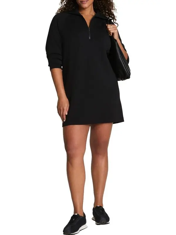 Spanx Airessentials Half-zip Mini Dress - Very Black