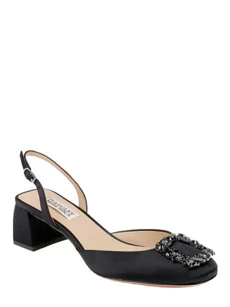 Badgley Mischka Vivia Slingback Pump - Black Satin