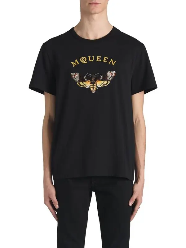 Alexander McQueen Logo Embroidered T-shirt - Black/yellow