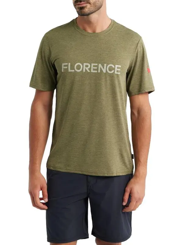 FLORENCE Airtex Logo Performance T-shirt - Heather Burnt Olive
