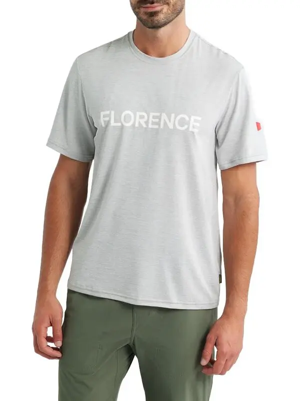 FLORENCE Airtex Logo Performance T-shirt - Light Heather Grey