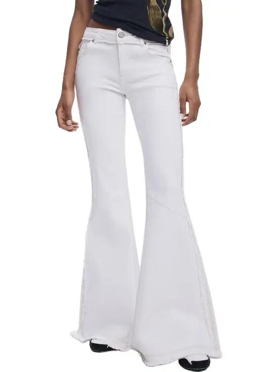 Desigual Flare Leg Jeans - Light Beige