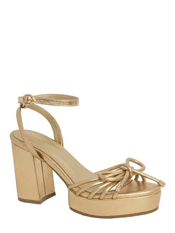SHU SHOP Edith Ankle Strap Platform Sandal - Gold