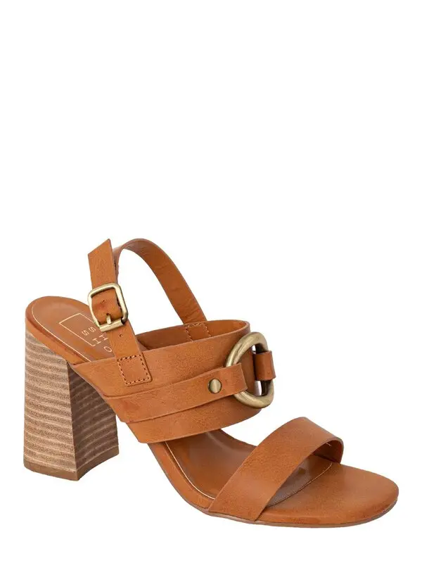 SHU SHOP Block Heel Slingback Sandals - Camel
