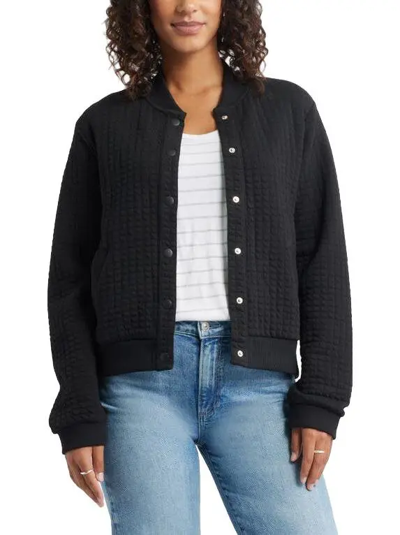 Caslon Quilted Cotton Bomber Jacket - Black