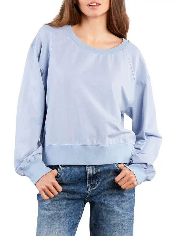 HINT OF BLU Stretch-cotton Raglan Sleeve Sweatshirt - Kentucky Blue