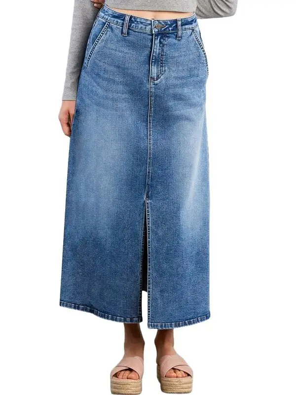 HINT OF BLU Denim Maxi Skirt - Barn Blue