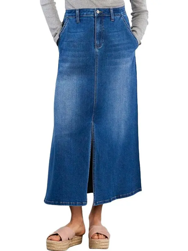 HINT OF BLU Denim Maxi Skirt - Deep Blue