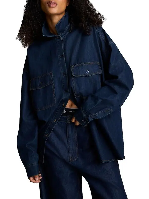 KENNETH COLE Oversized Denim Shirt - Ocean Rinse Wash