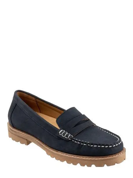 Trotters Francey Lug Sole Penny Loafer - Navy Nubuck