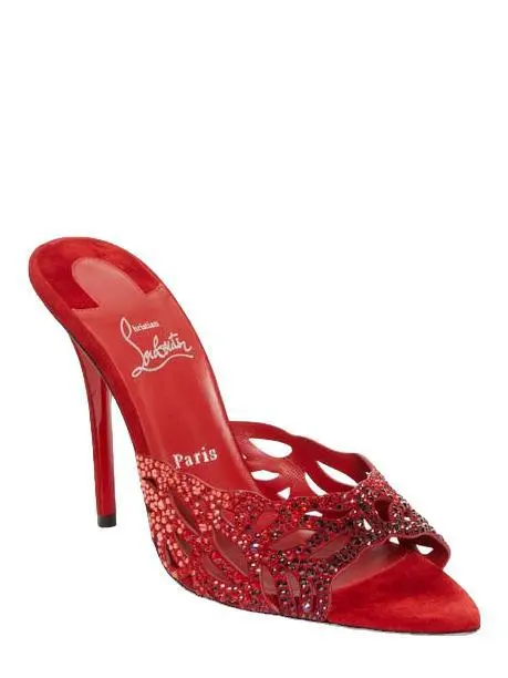 CHRISTIAN LOUBOUTIN Lasera Ombré Crystal Embellished Slide Sandal - Fever/mix Degrade