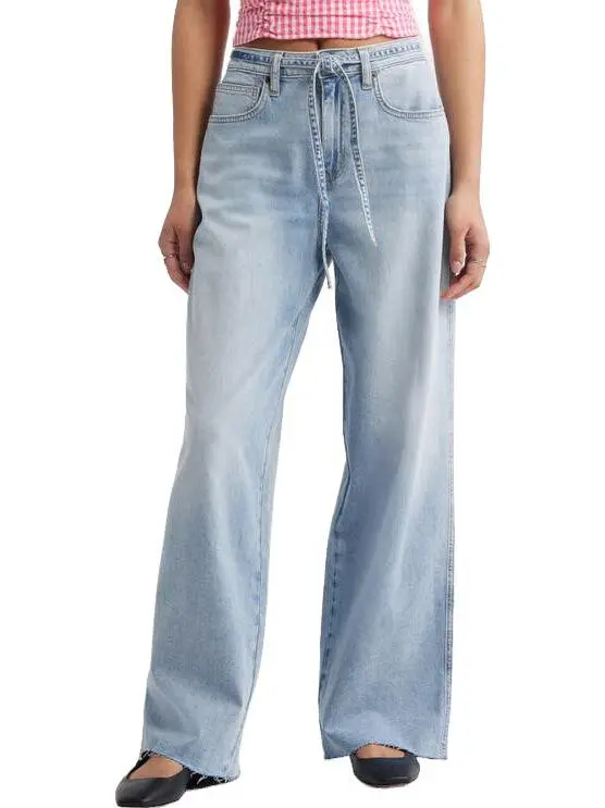 Bp. Tie-waist High-rise Wide-leg Jeans - Pad Wash
