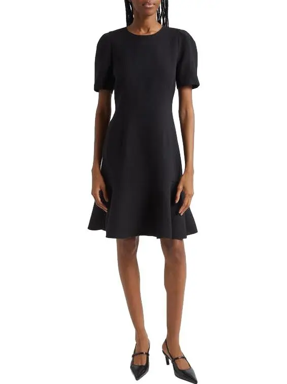 Lafayette 148 New York Flare Hem Wool & Silk Crepe Dress - Black