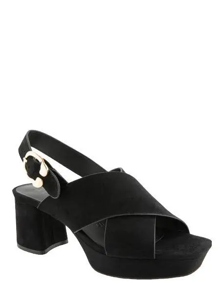 Aerosoles Platform Slingback Sandals - Black Suede
