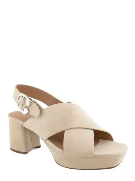 Aerosoles Platform Slingback Sandals - Stone Suede