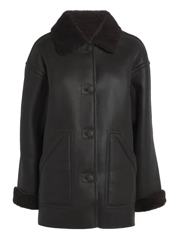 Sandro Shearling-lined Leather Jacket - Brown