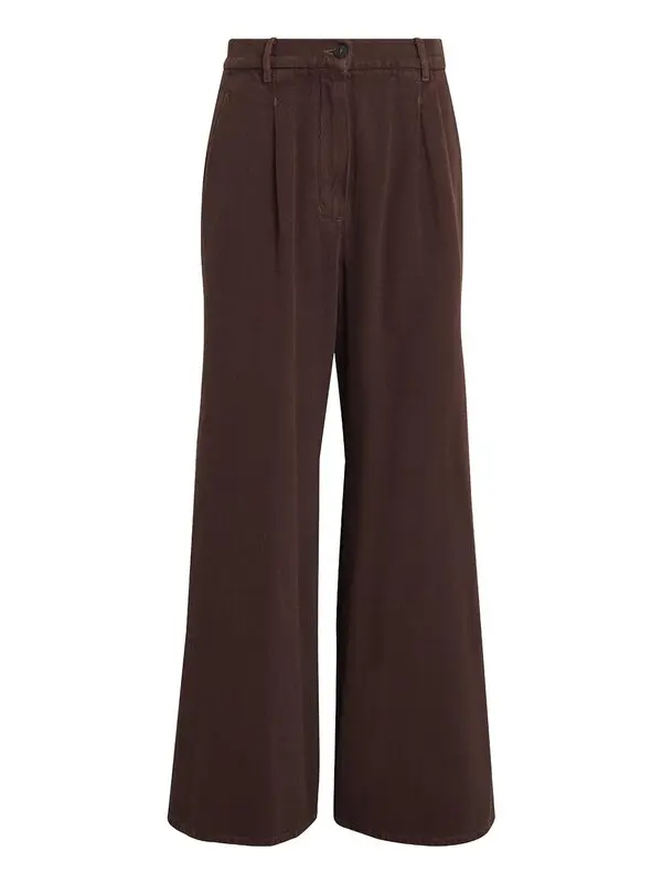 Max Mara Cotton Pleated Wide-leg Trousers - Brown