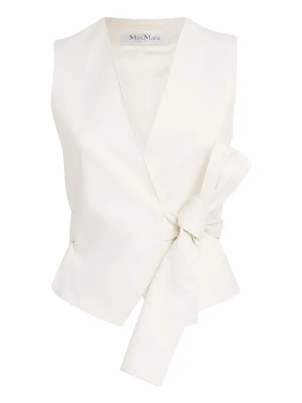 Max Mara Cotton-blend Tie-front Waistcoat - White