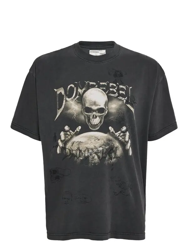 DOMREBEL Cotton Skeleton Graphic Doomer T-shirt - Black