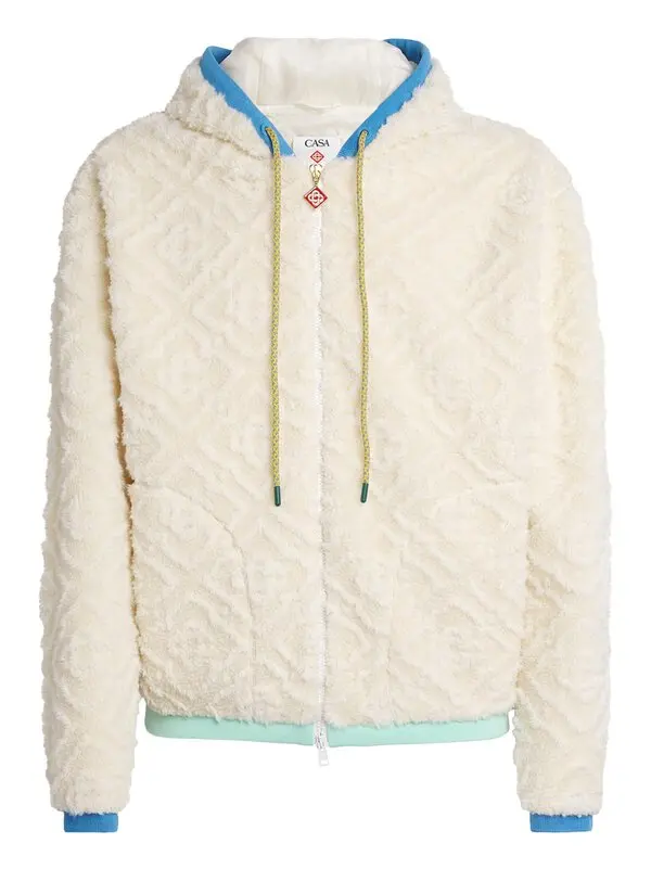 Casablanca Monogram Jacquard Oversized Fleece Jacket - White
