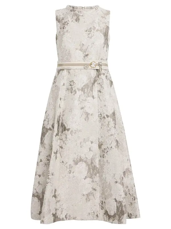 Max Mara Metallic Jacquard Midi Dress - White