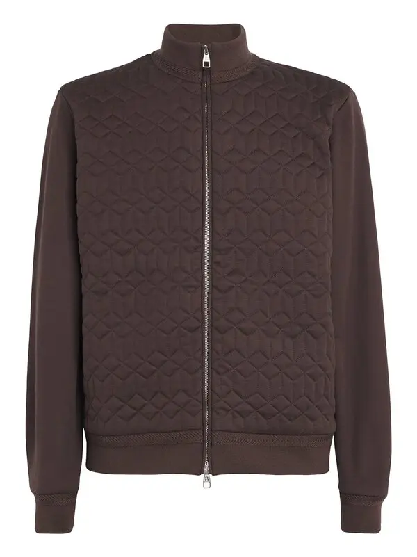 BRETT JOHNSON Cotton-silk Quilted Bomber Jacket - Brown