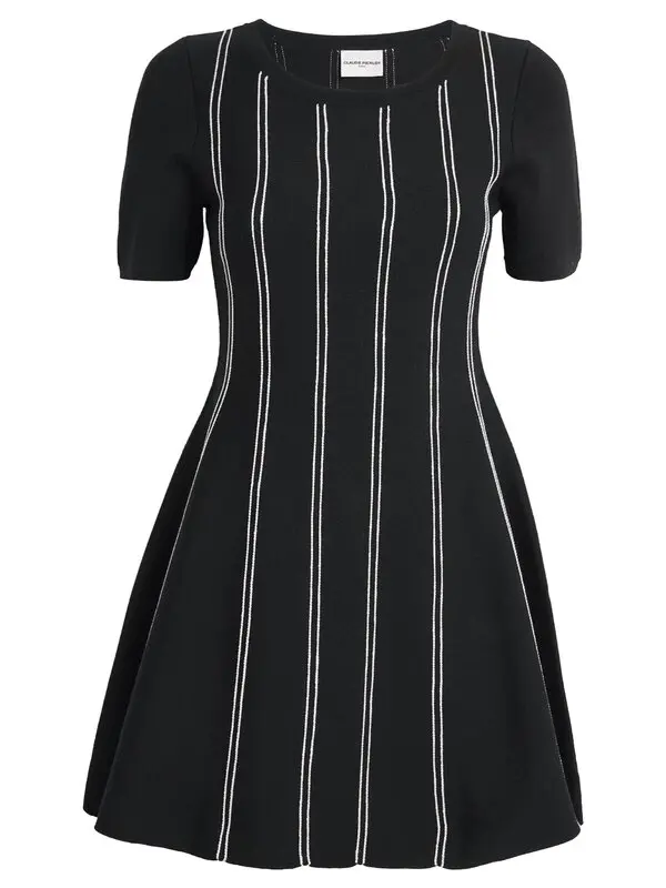 Claudie Pierlot Knitted Stripe Mini Dress - Black