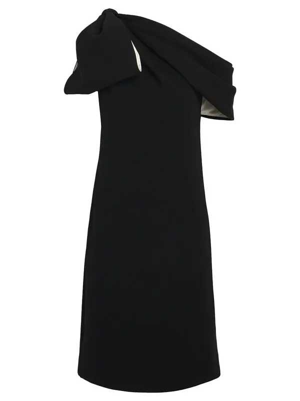 Max Mara Asymmetric Bow Mini Dress - Black