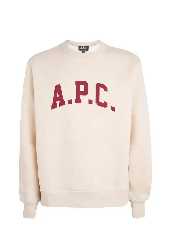 A.p.c. Cotton Varsity Logo Sweatshirt - Ivory