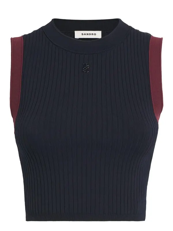 Sandro Rib-knit Tank Top - Blue