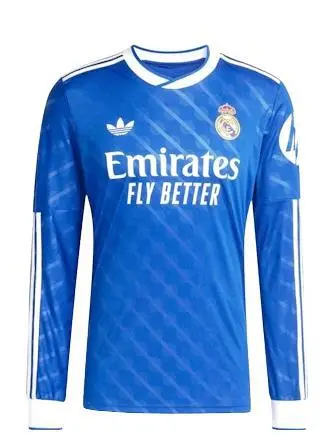 Adidas Real Madrid 25/26 Long Sleeve Third Jersey - Blue Bird