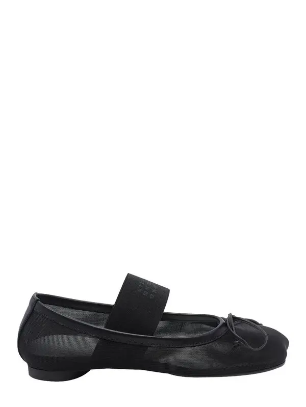 MAISON MARGIELA Asymmetric Toe Nylon Mary Jane Ballet Flats - Black