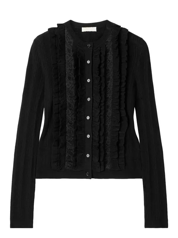 Ulla Johnson Maryel Lace-trimmed Cardigan - Black