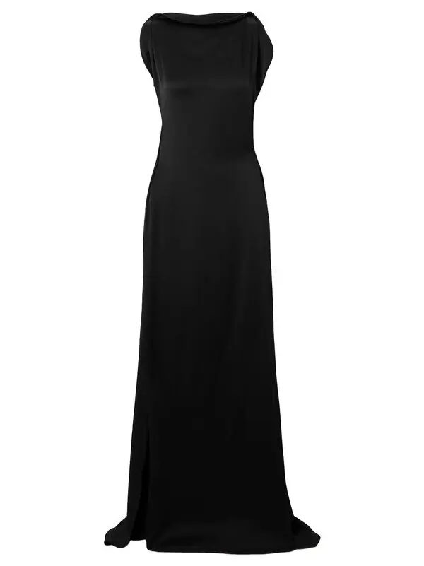 Victoria Beckham Draped Satin-crepe Gown - Black