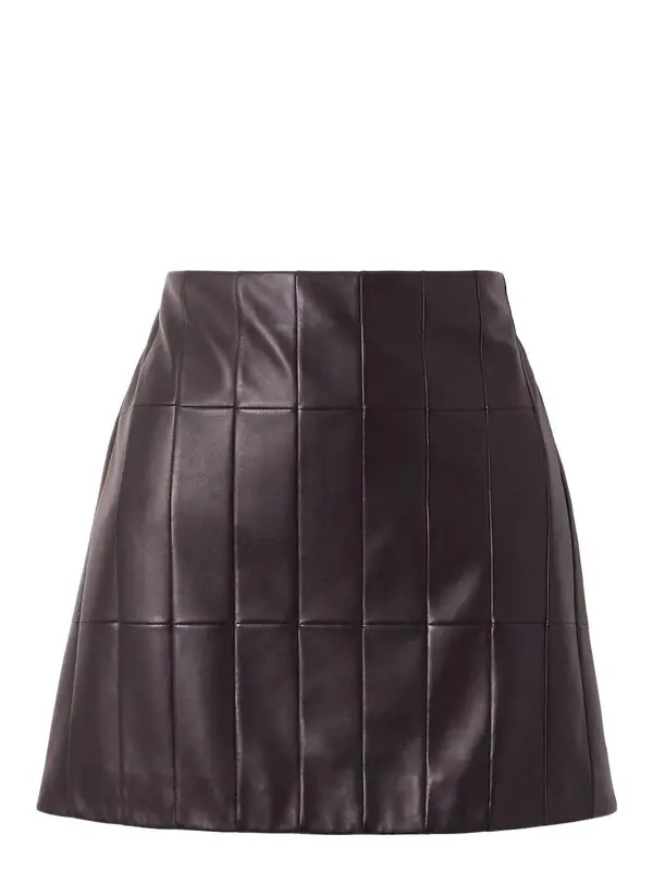 Veronica De Piante Cecily Paneled Leather Mini Skirt - Brown