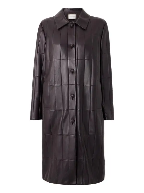Veronica De Piante Romilly Paneled Leather Coat - Brown