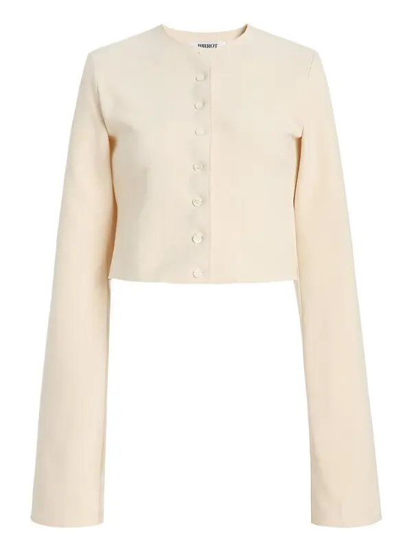 BIRROT Lay2 Cropped Crepe Top - Ivory