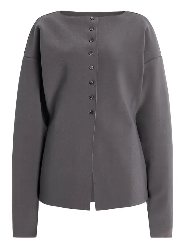 BIRROT Three-layer Crepe Cardigan With Button Detailing - Silver