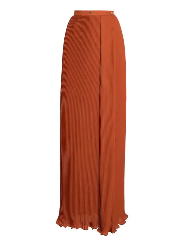 Elie Saab Plissã© Chiffon Maxi Skirt - Orange