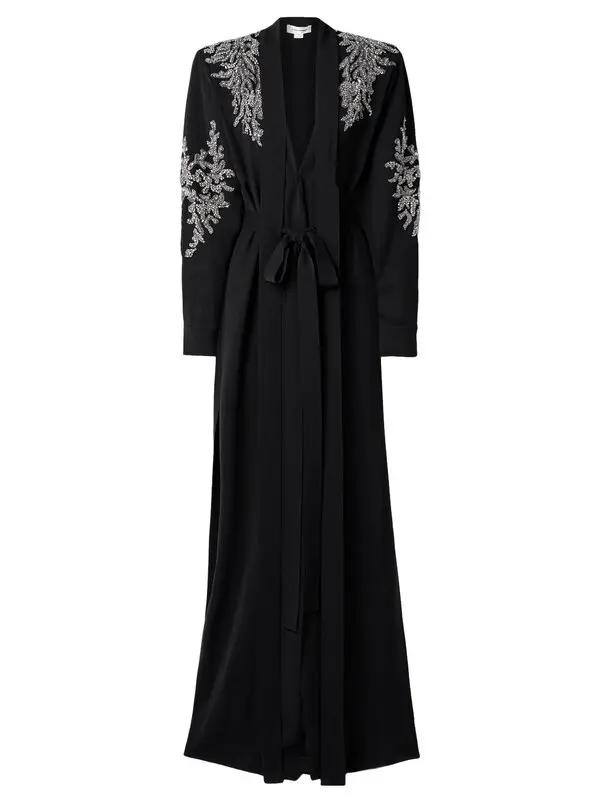 Zuhair Murad Belted Tie-neck Embellished Gown - Black