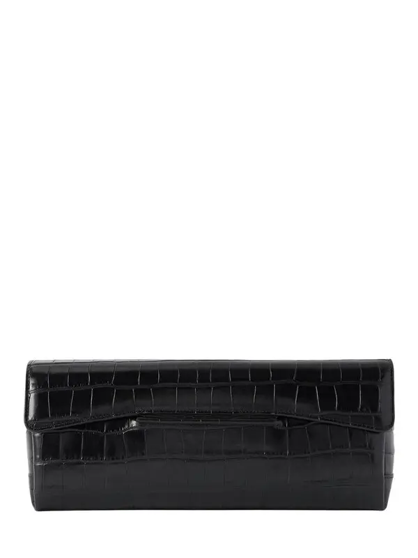TOTEME T-lock Croc-effect Clutch - Black