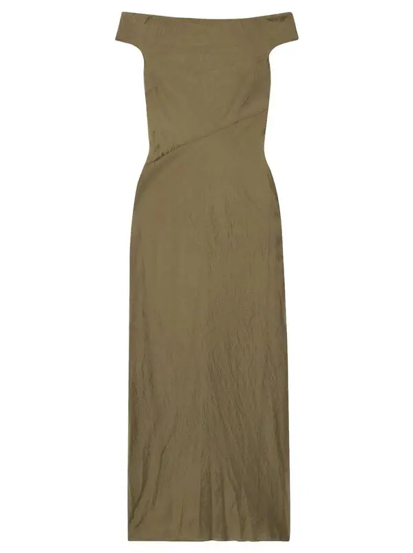 Staud Cheyenne Off-the-shoulder Crinkled-organza Maxi Dress - Brown
