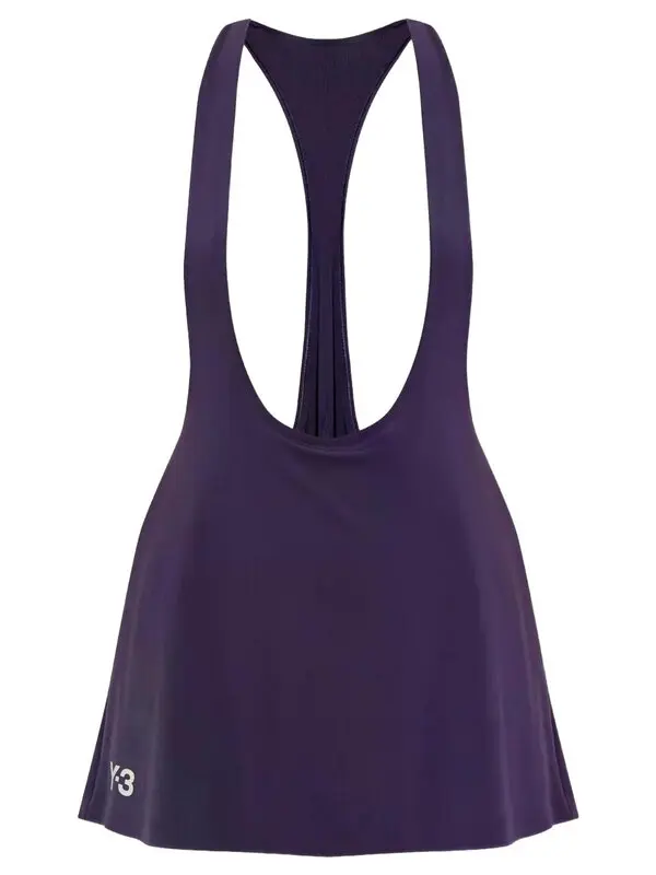 Y3 Racer-back Pleated Mini Dress - Purple