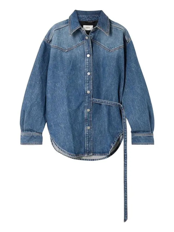 HAIKURE Belted Denim Shirt - Blue