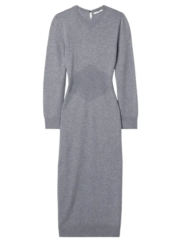 Givenchy Paneled Cashmere Midi Dress - Gray