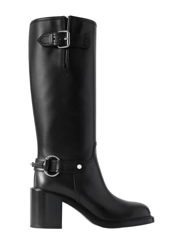 Gucci Myla Buckled Leather Knee Boots - Black