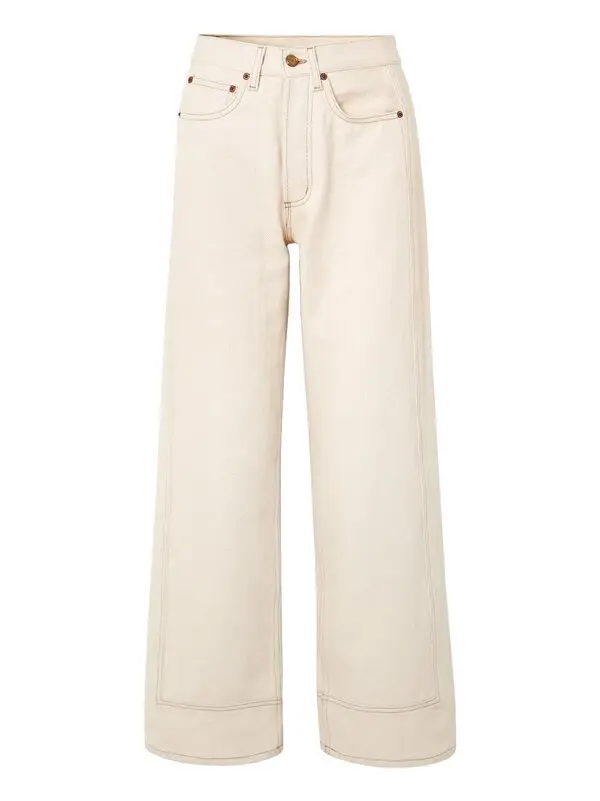 B Sides Charlot Mid-rise Wide-leg Jeans - Cream