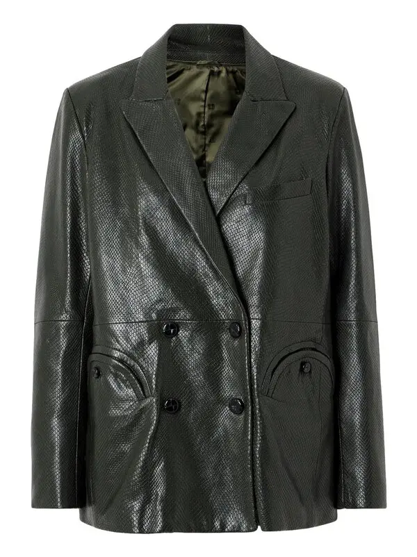 BLAZÉ MILANO Emera Snake-effect Leather Blazer - Green